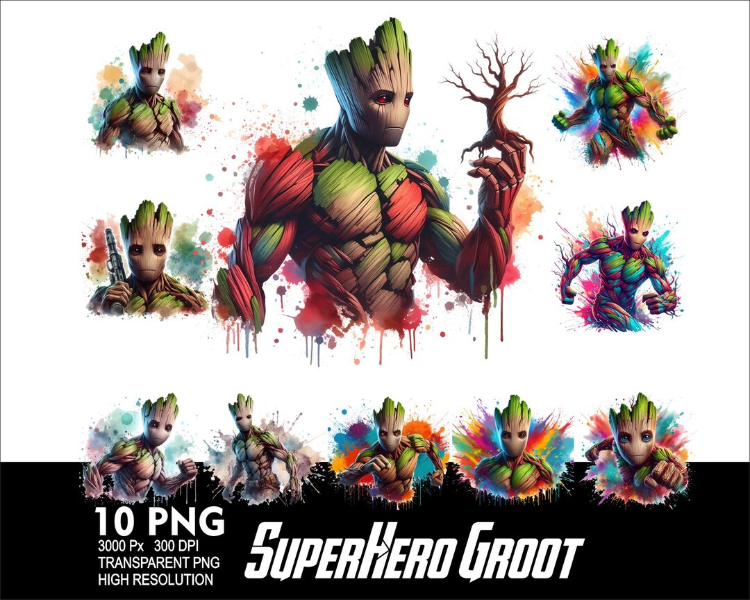 Superhero Groot 10 PNG Mouse Design for Sublimation Png 300DPI High ...