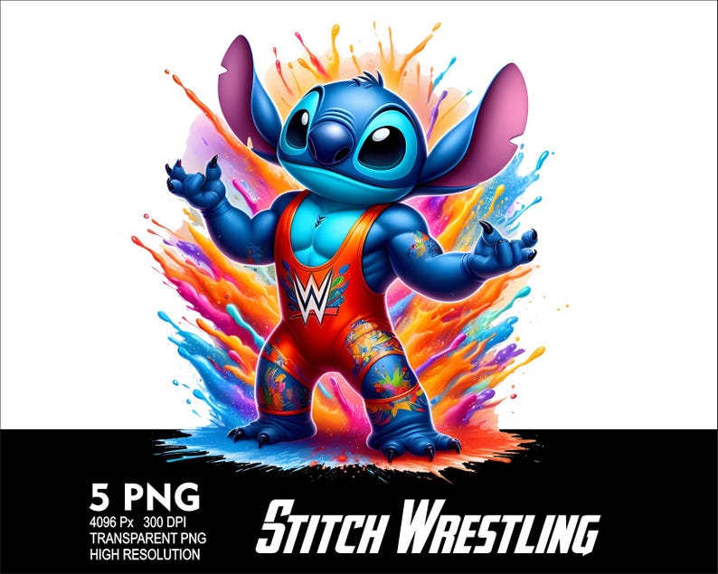Stitch Wrestling 5 PNG Design for Sublimation Png 300DPI High ...