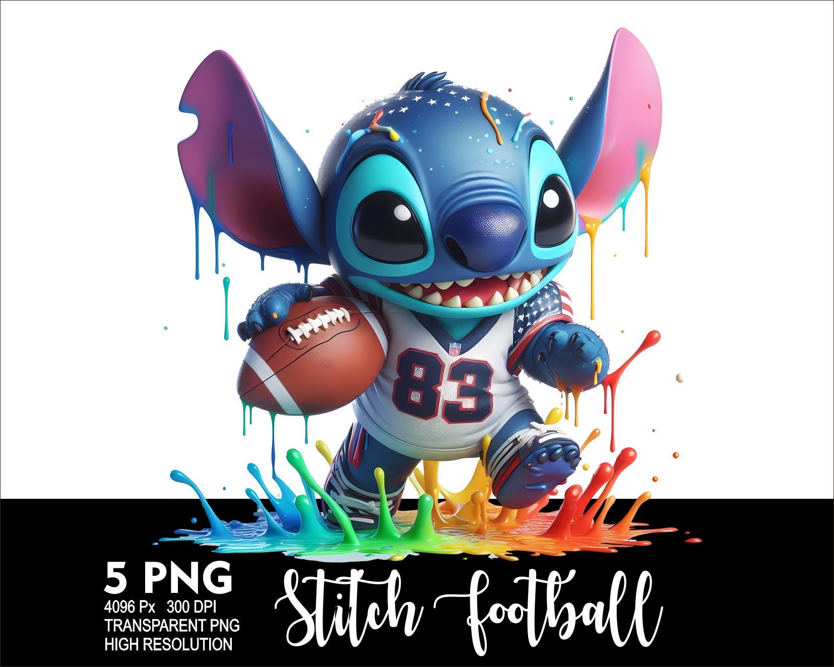 Stitch Football 5 PNG Design for Sublimation Png 300DPI High Resolution ...