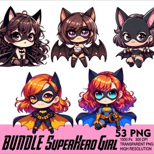 BUNDLE Superhero Girl Clipart 53 PNG Hero Girl Design for Sublimation ...