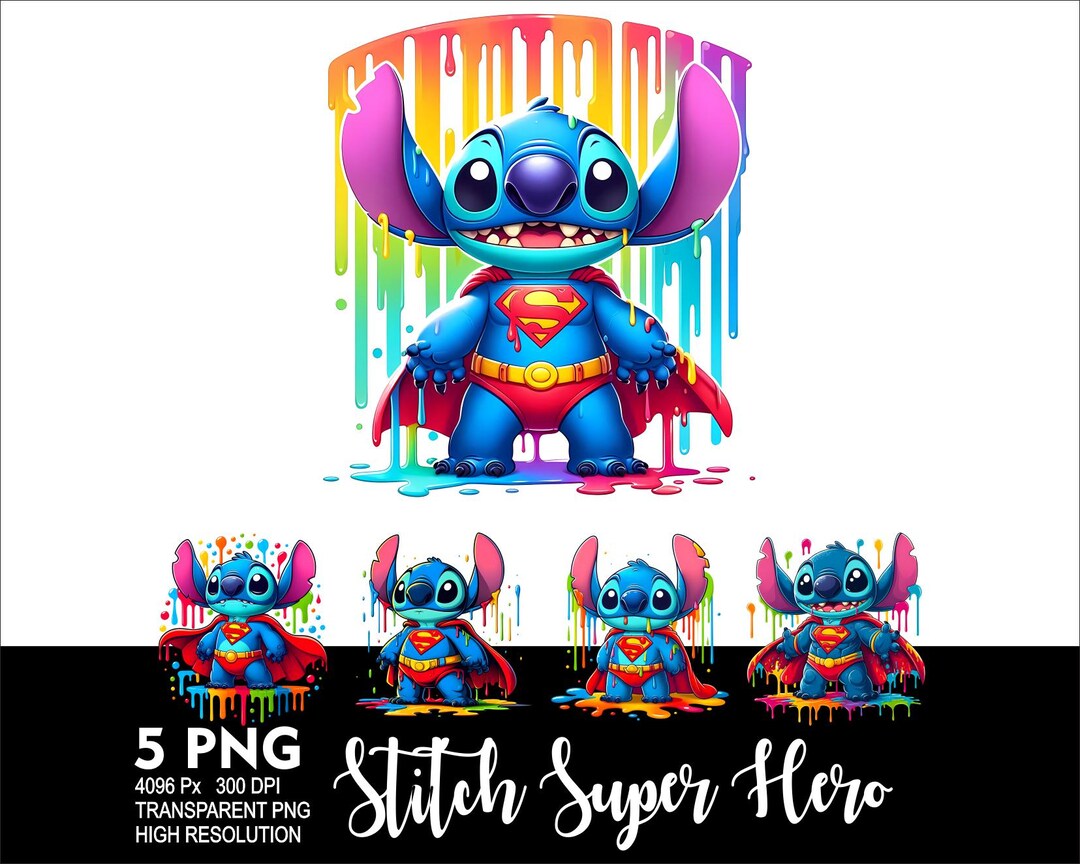 Superhero Stitch 5 PNG Design for Sublimation Png 300DPI High ...