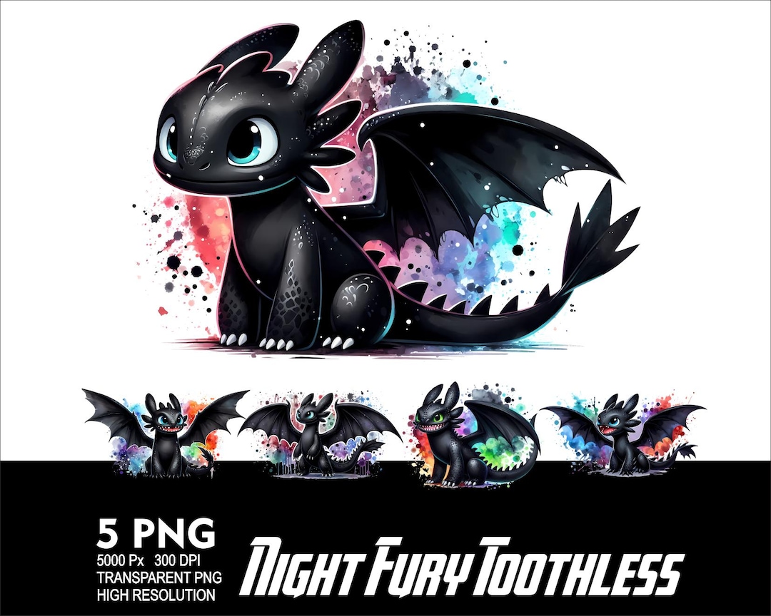 Cartoon Toothless Night Fury Watercolor 5 PNG Toothless Design for ...