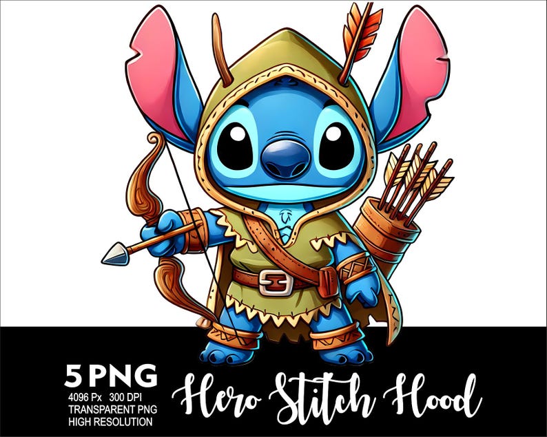 Stitch Hero Hood 5 PNG Design for Sublimation Png 300DPI High ...