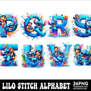 Cartoon Lilo Stitch Alphabet PNG Letters Design Stitch Letters Png Baby ...