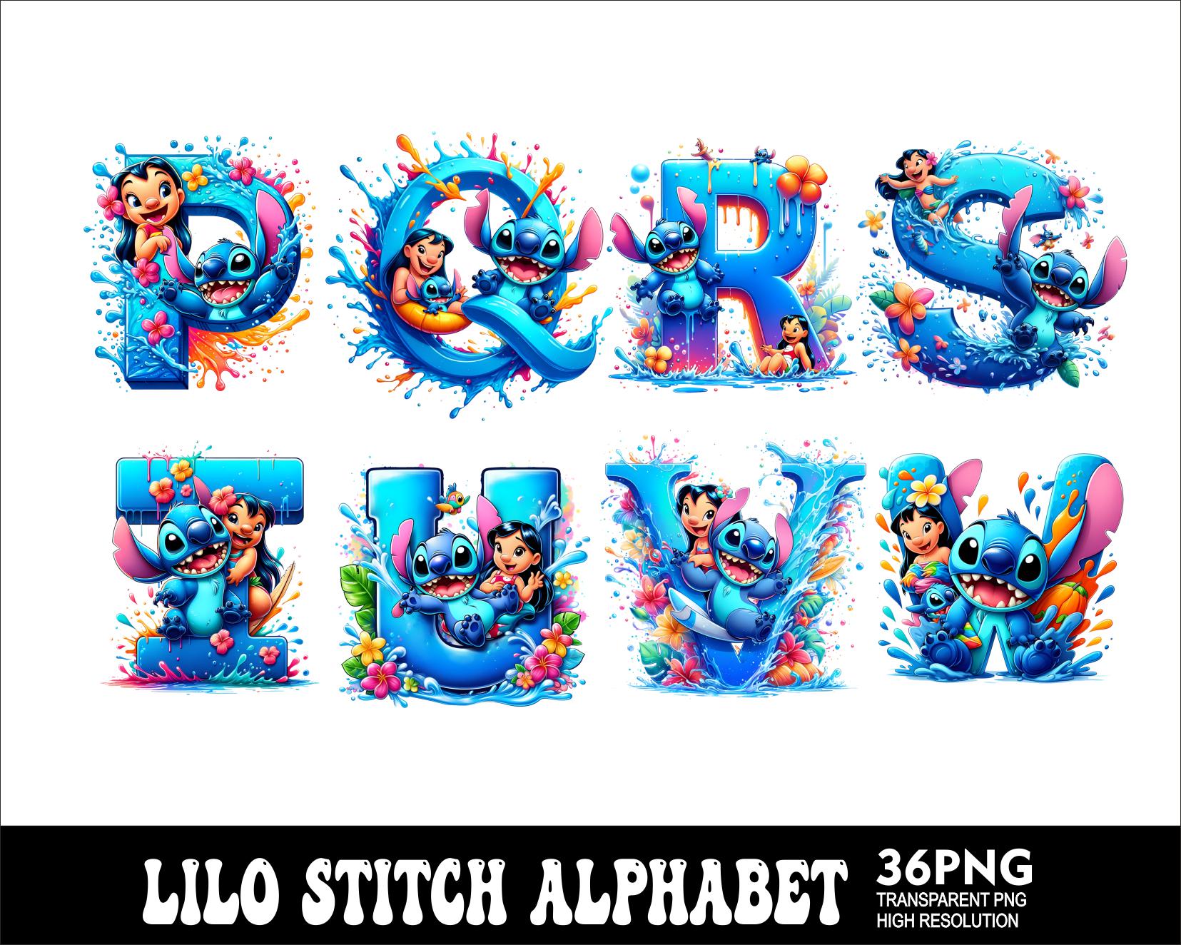 Cartoon Lilo Stitch Alphabet PNG Letters Design Stitch Letters Png Baby ...