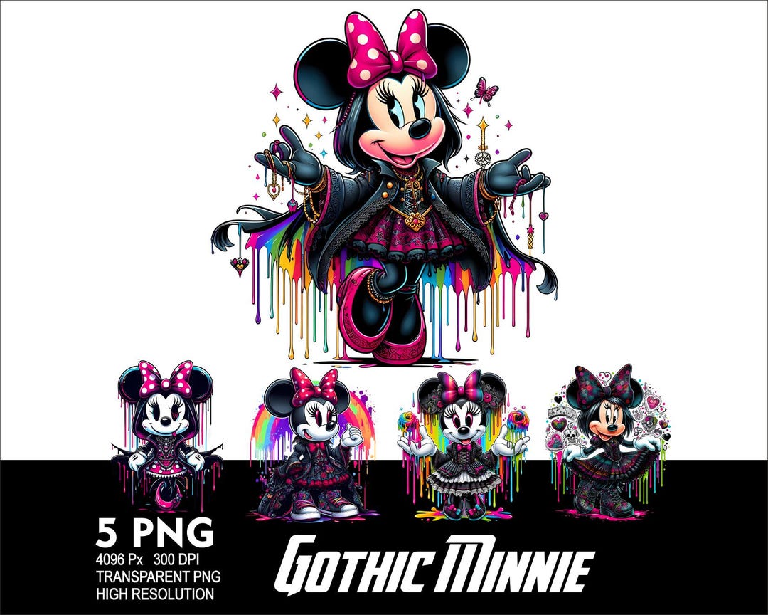 Gothic Minnie 5 PNG Design for Sublimation Png 300DPI High Resolution ...