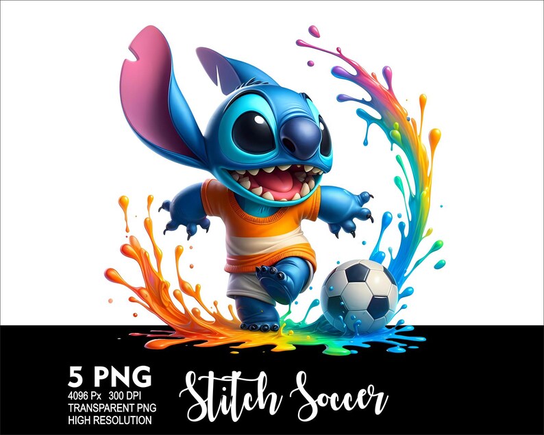 Stitch Soccer 5 PNG Design for Sublimation Png 300DPI High Resolution ...