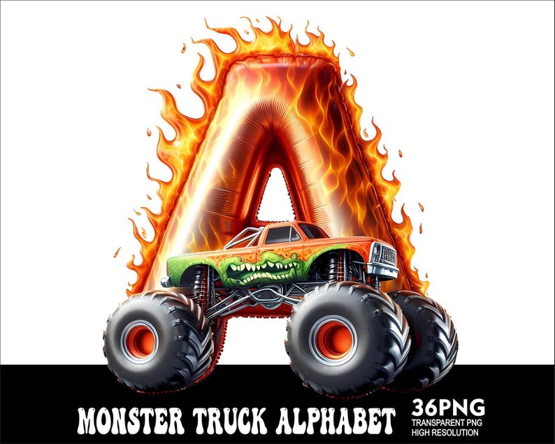 Monster Truck Alphabet PNG Letters Design Monster Truck Letters Png ...