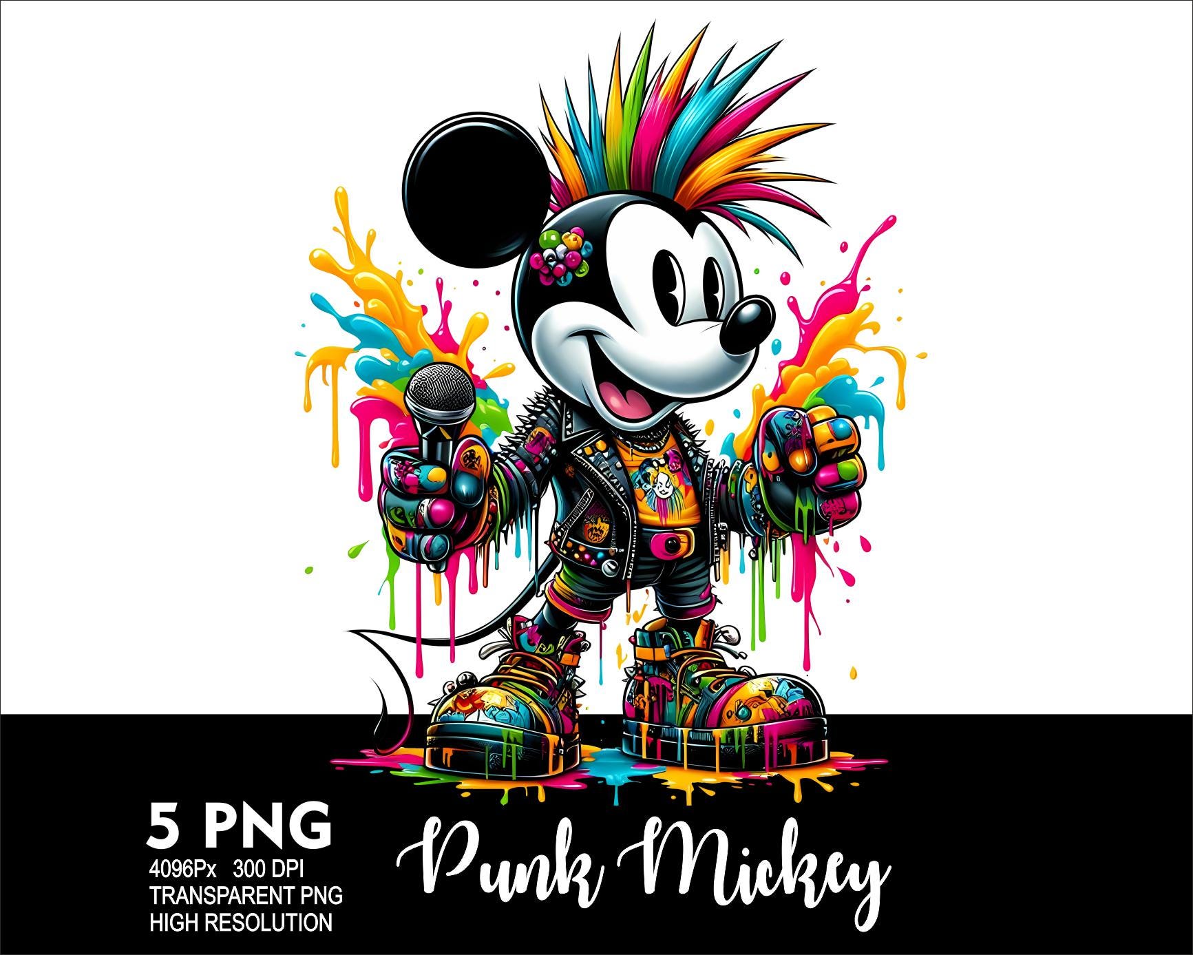 Punk Mouse 5 PNG Design for Sublimation Png 300DPI High Resolution Png ...