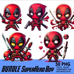 50 BUNDLE Superhero Boy Clipart PNG Mouse Design for Sublimation Png ...