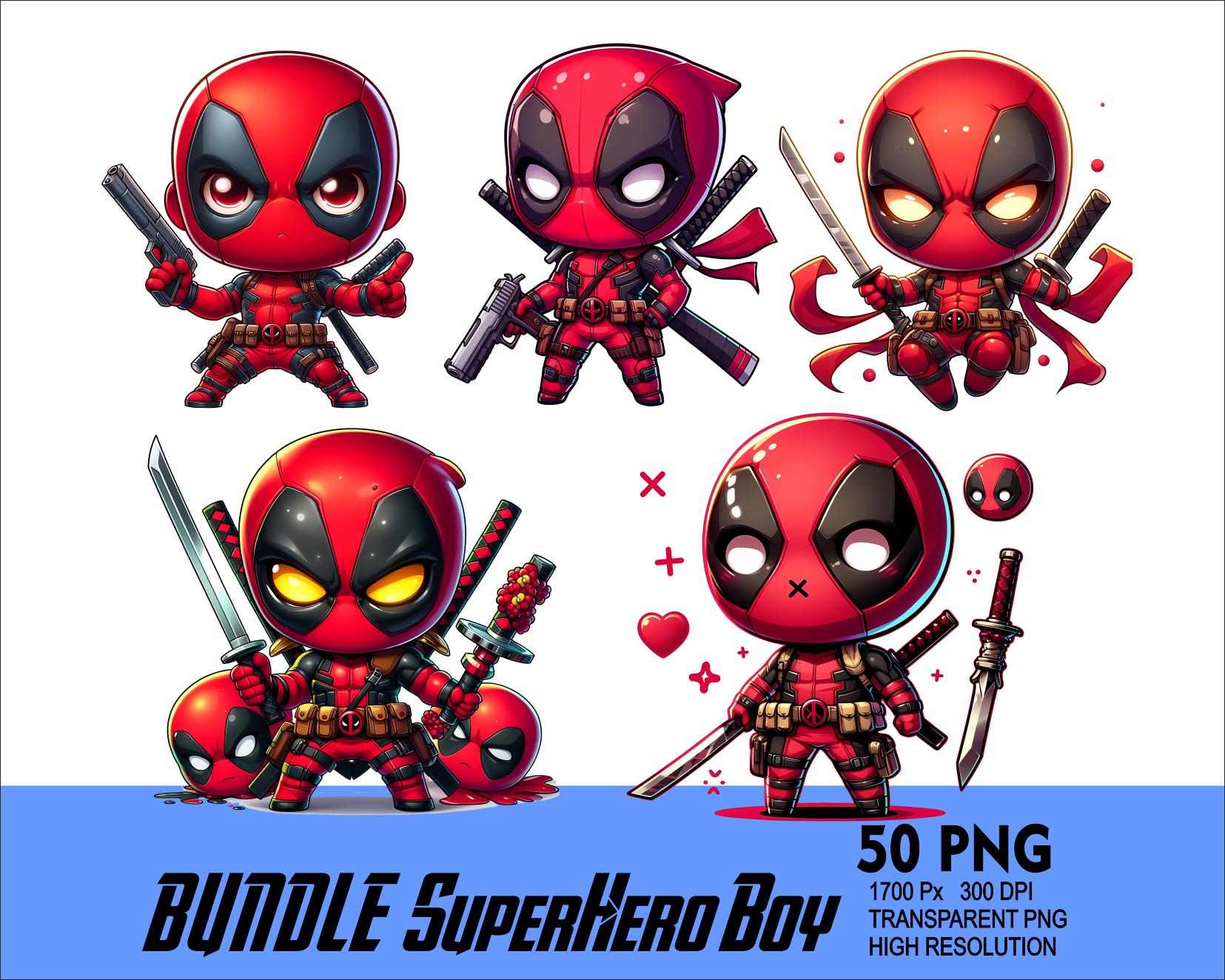 50 BUNDLE Superhero Boy Clipart PNG Mouse Design for Sublimation Png ...