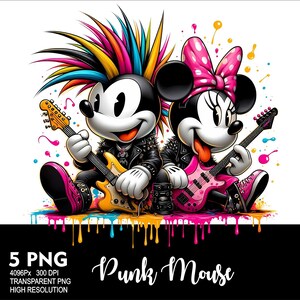 Punk Mickey and Minnie 5 PNG Design for Sublimation Png 300DPI High ...