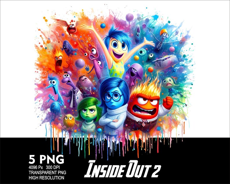 Cartoon Inside Out 5 PNG Mouse Design for Sublimation Png 300DPI High ...