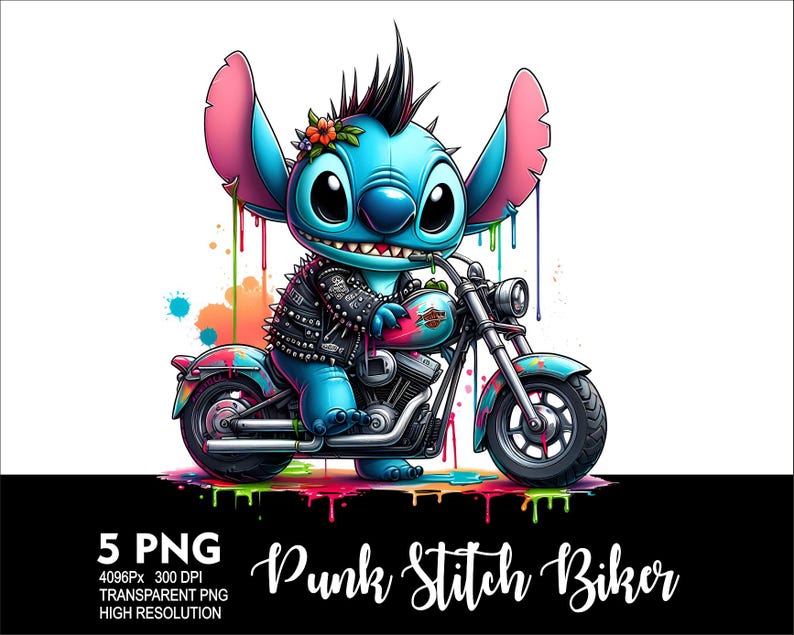 Punk Stitch Biker 5 PNG Design for Sublimation Png 300DPI High ...