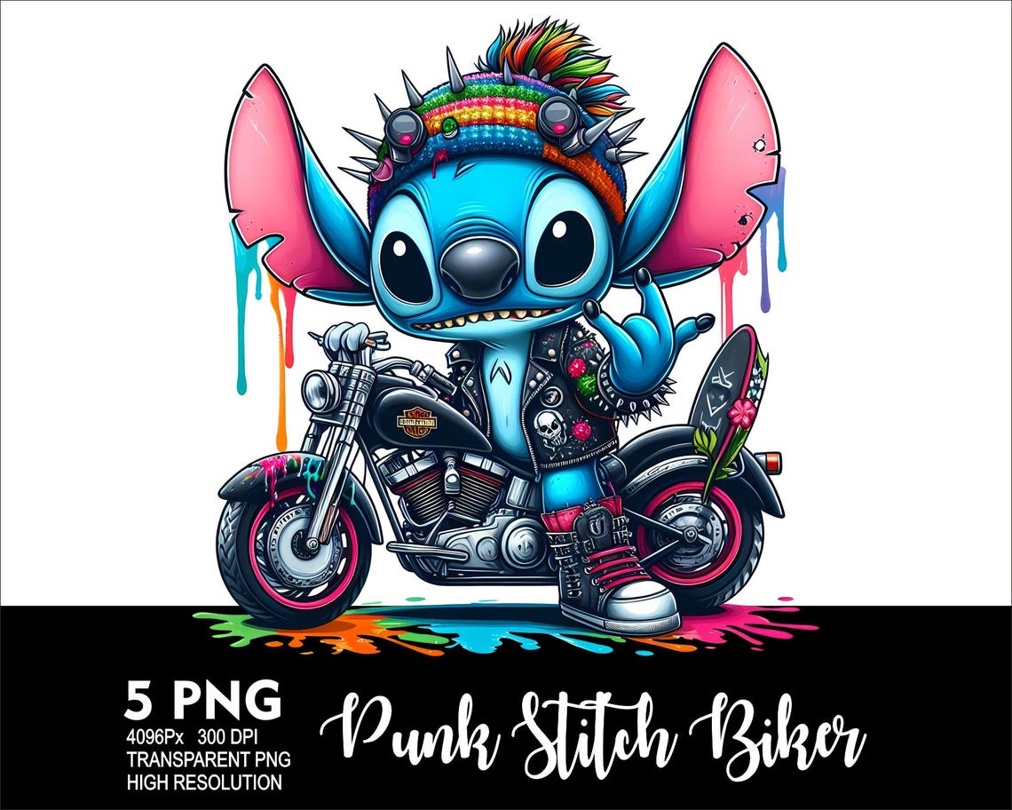 Punk Stitch Biker 5 PNG Design for Sublimation Png 300DPI High ...