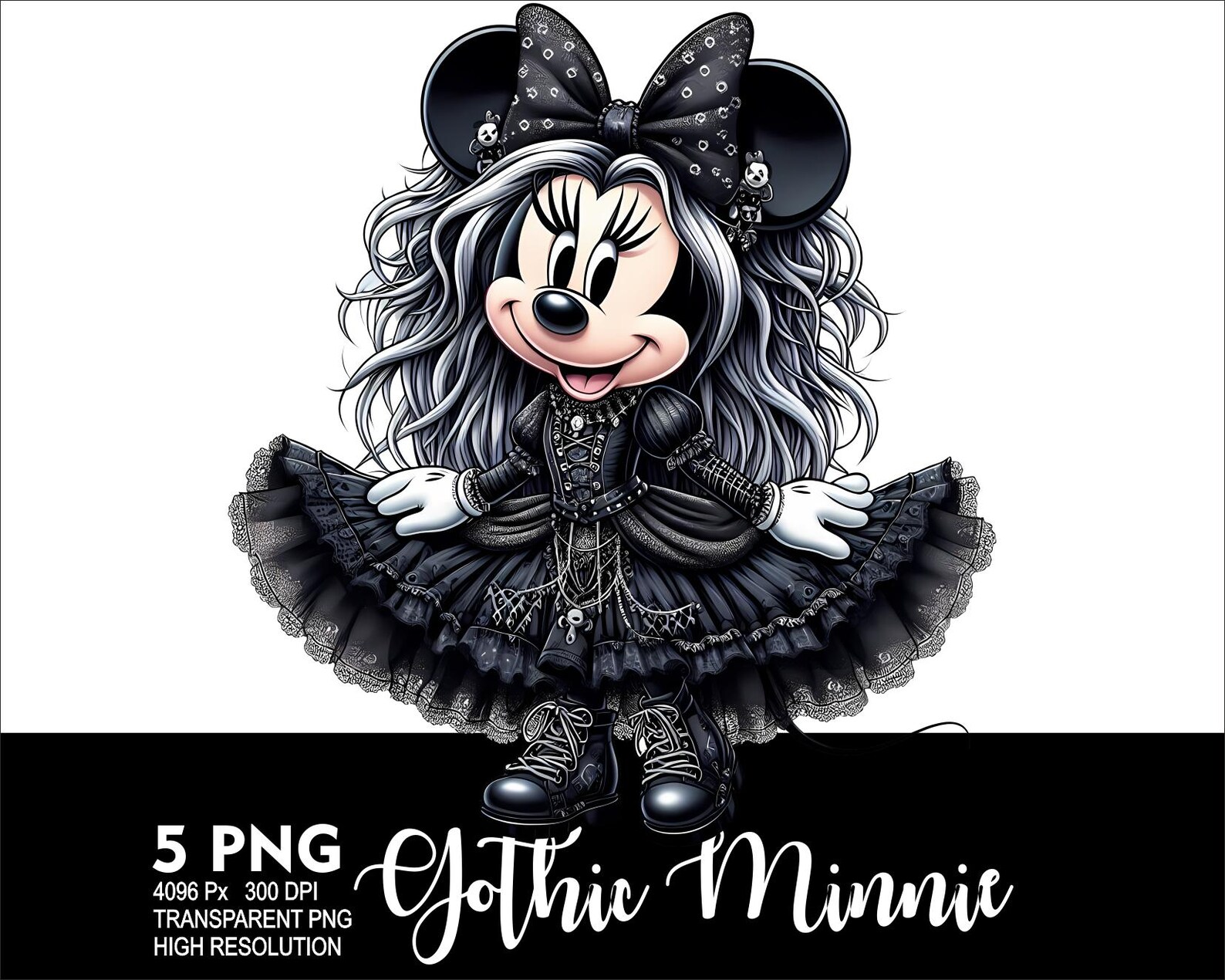 Gothic Minnie 5 PNG Design for Sublimation Png 300DPI High Resolution ...