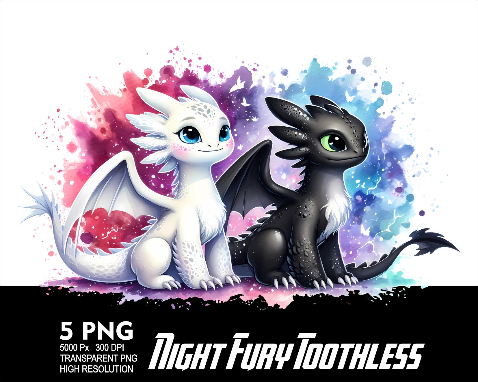 Cartoon Night Fury and Light Fury Watercolor 5 PNG Toothless Design for ...