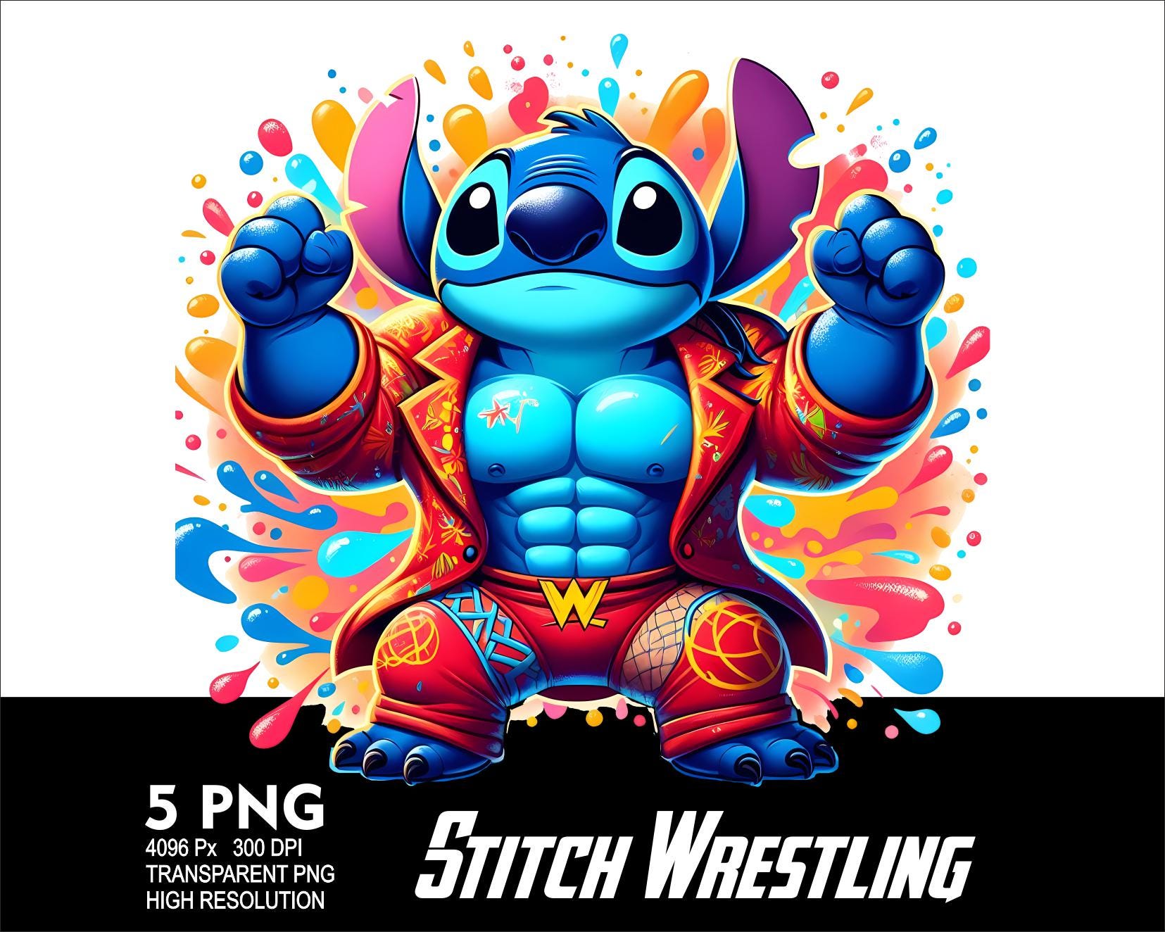 Stitch Wrestling 5 PNG Design for Sublimation Png 300DPI High ...