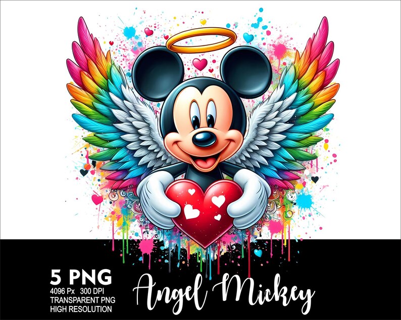 Angel Mickey Wings 5 PNG Mouse Design for Sublimation Png 300DPI High ...