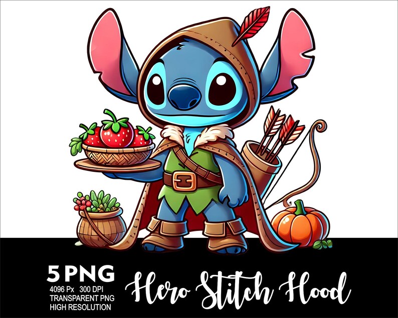 Stitch Hero Hood 5 PNG Design for Sublimation Png 300DPI High ...