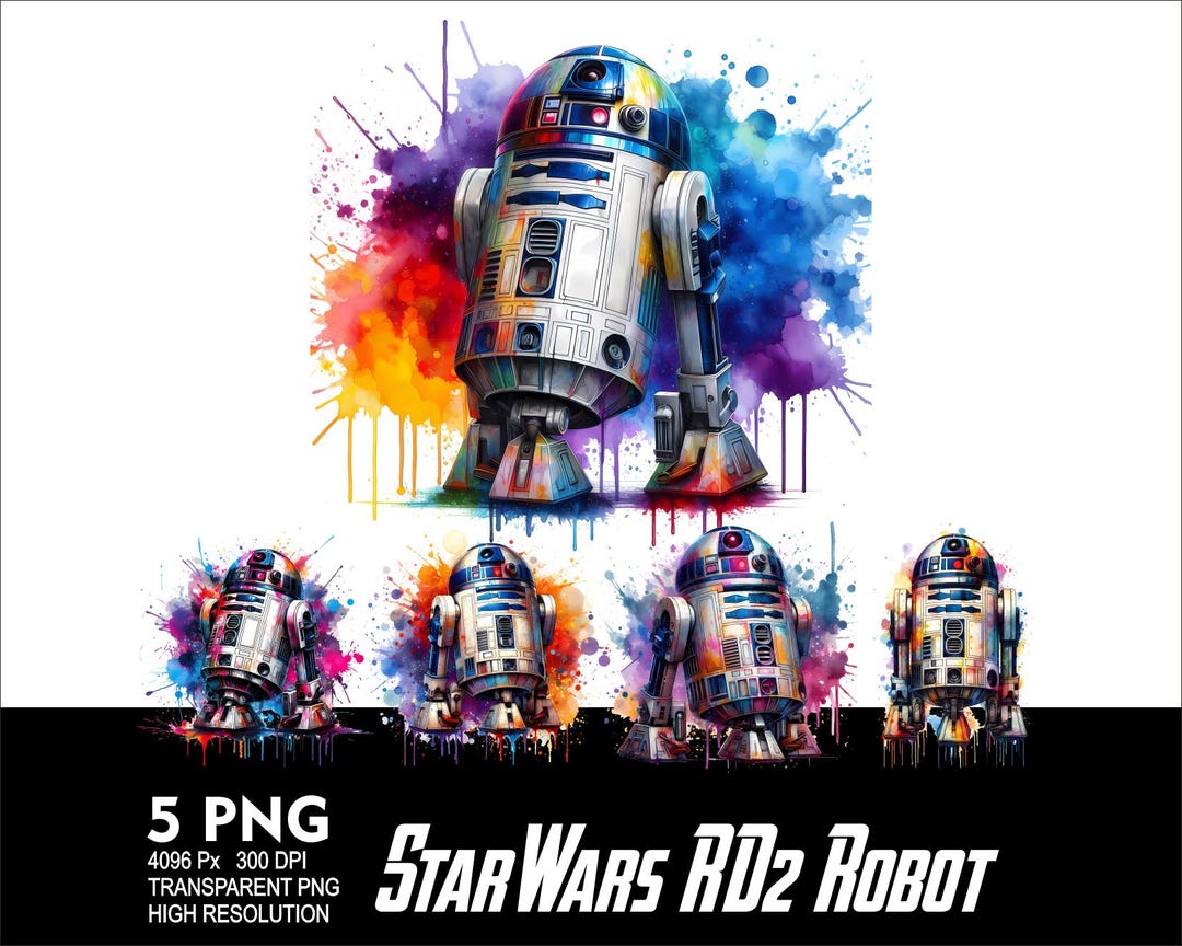 Star Wars RD2 Robot 5 PNG Design for Watercolor Sublimation Png 300DPI ...
