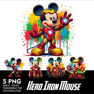 Mickey Superhero Iron Mouse 5 PNG Design for Sublimation Png 300DPI ...