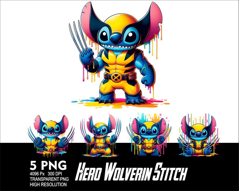 Stitch Hero Wolverin Boy 5 PNG Design for Sublimation Png 300DPI High ...