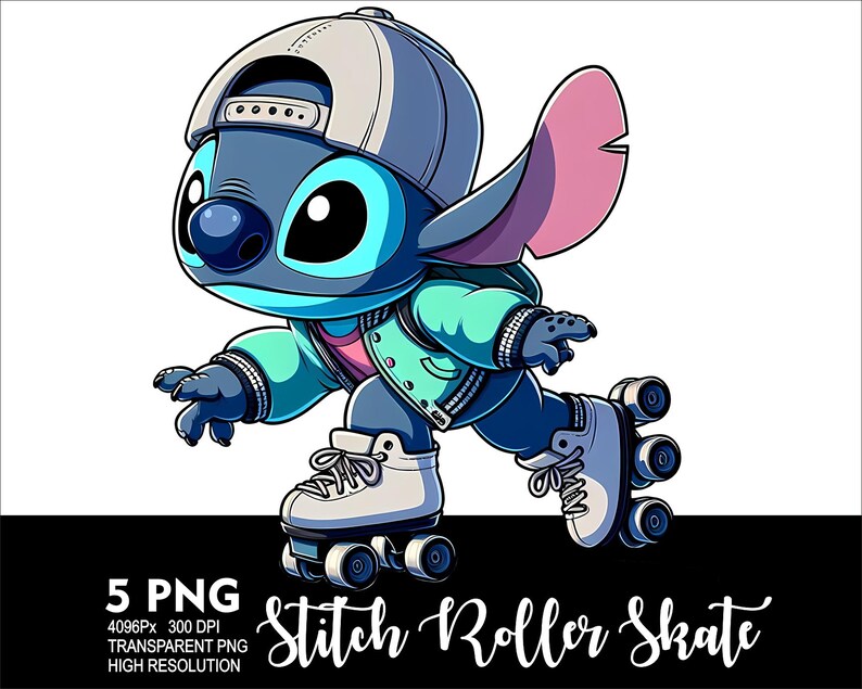 Stitch Roller Skates 5 PNG Design for Sublimation Png 300DPI High ...