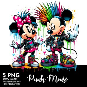 Punk Mickey and Minnie 5 PNG Design for Sublimation Png 300DPI High ...