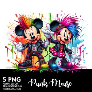 Punk Mickey and Minnie 5 PNG Design for Sublimation Png 300DPI High ...