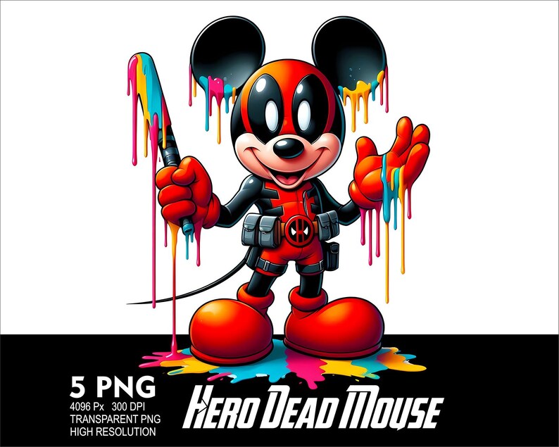 Mickey Superhero Dead Mouse 5 PNG Design for Sublimation Png 300DPI ...