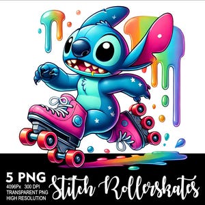 Stitch Rollerskates 5 PNG Design for Sublimation Png 300DPI High ...