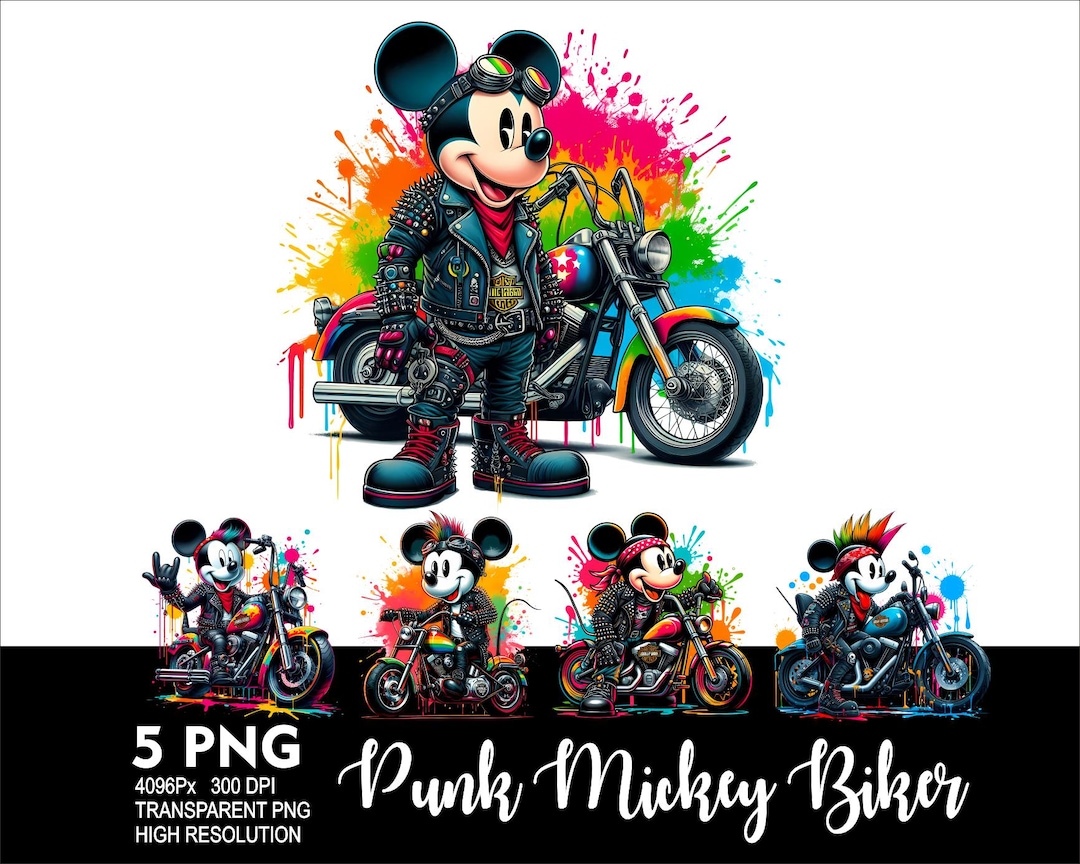 Punk Mickey Biker 5 PNG Design for Sublimation Png 300DPI High ...