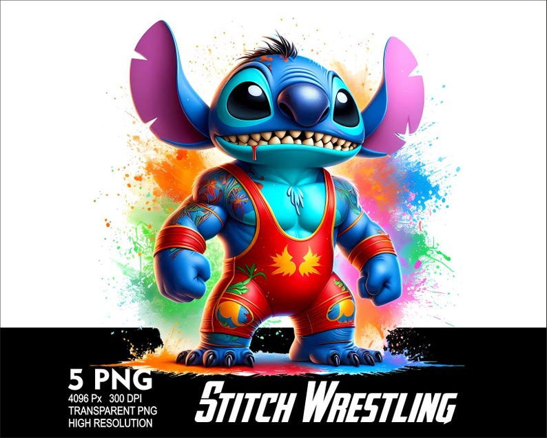 Stitch Wrestling 5 PNG Design for Sublimation Png 300DPI High ...