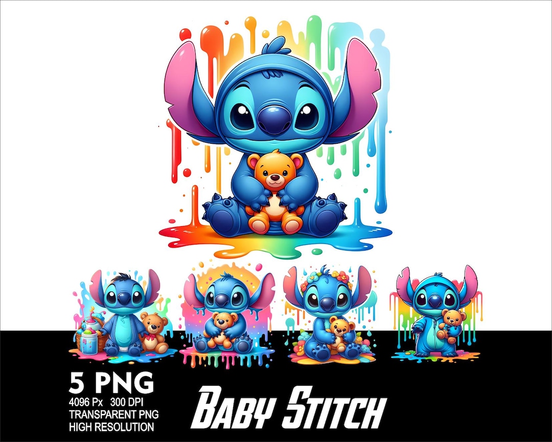 Baby Stitch Teddy Bear 5 PNG Design Sublimation Png 300DPI High ...
