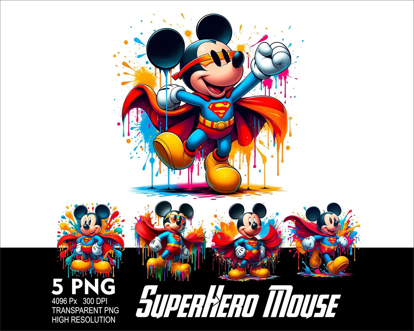 Mickey Super Hero Mouse 5 PNG Design for Sublimation Png 300DPI High ...