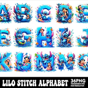 Cartoon Lilo Stitch Alphabet PNG Letters Design Stitch Letters Png Baby ...