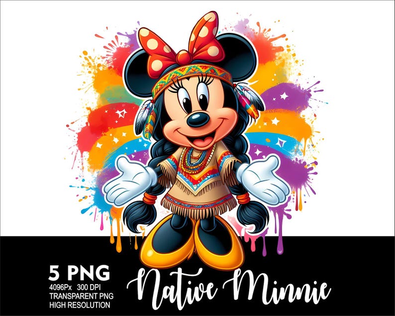 Native American Indian Minnie 5 PNG Design for Sublimation Png 300DPI ...