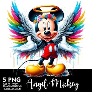 Angel Mickey Wings 5 PNG Mouse Design for Sublimation Png 300DPI High ...