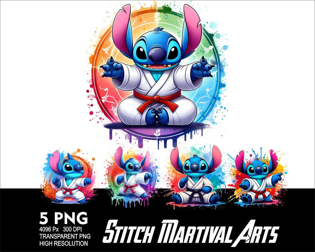 Stitch Martial Arts 5 PNG Design for Sublimation Png 300DPI High ...
