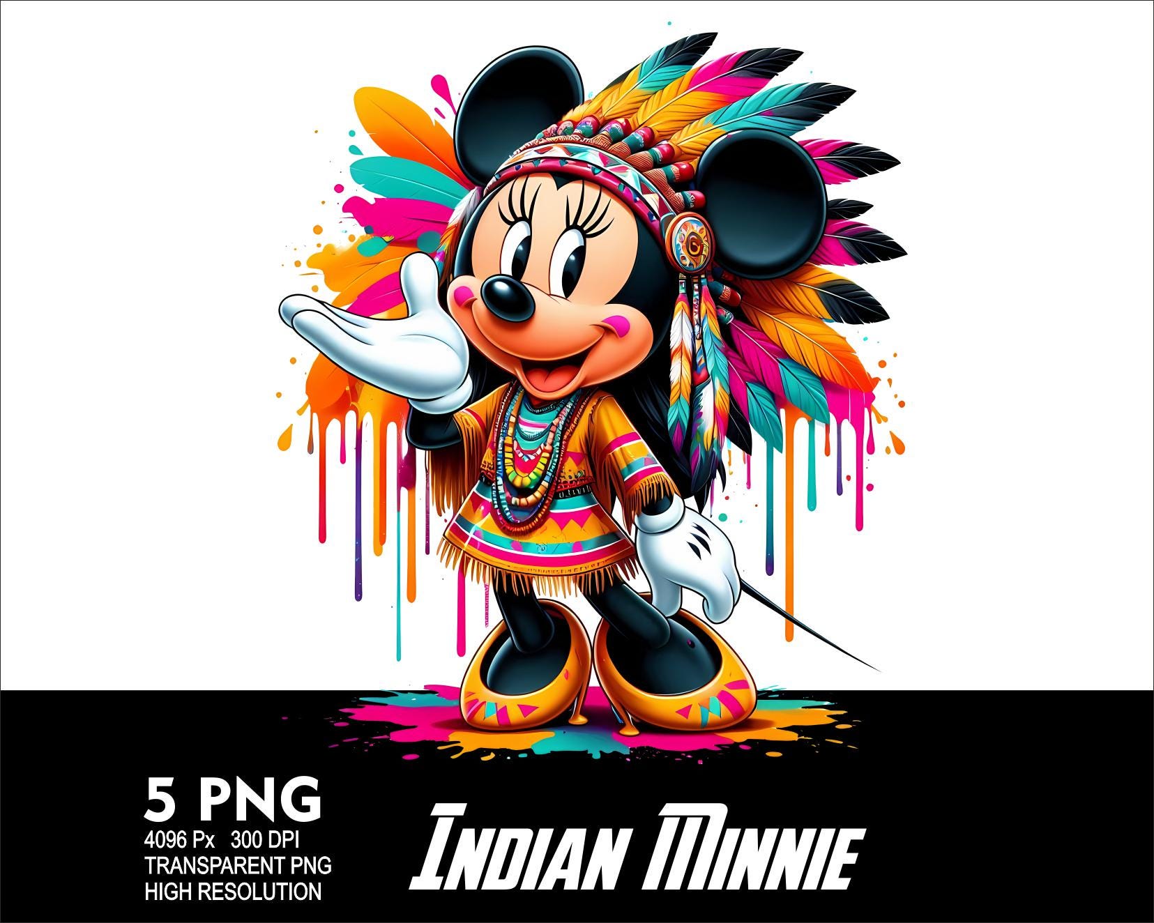 Native American Indian Minnie 5 PNG Design for Sublimation Png 300DPI ...