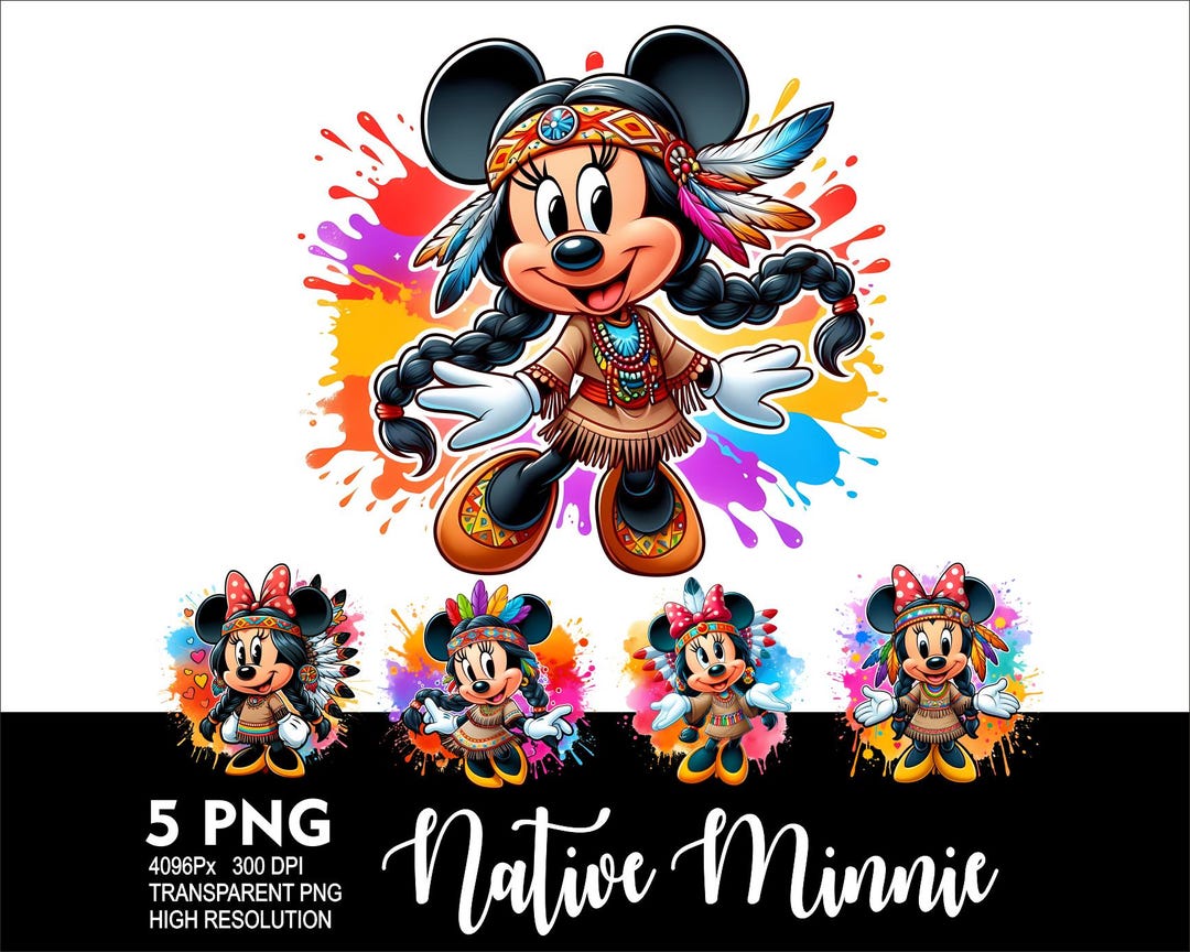 Minnie Native Indian 5 PNG Design for Sublimation Png 300DPI High ...