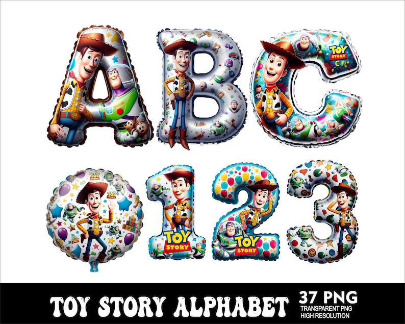Letras PNG del alfabeto de Toy Story. Diseño de letras PNG de Toy Story ...