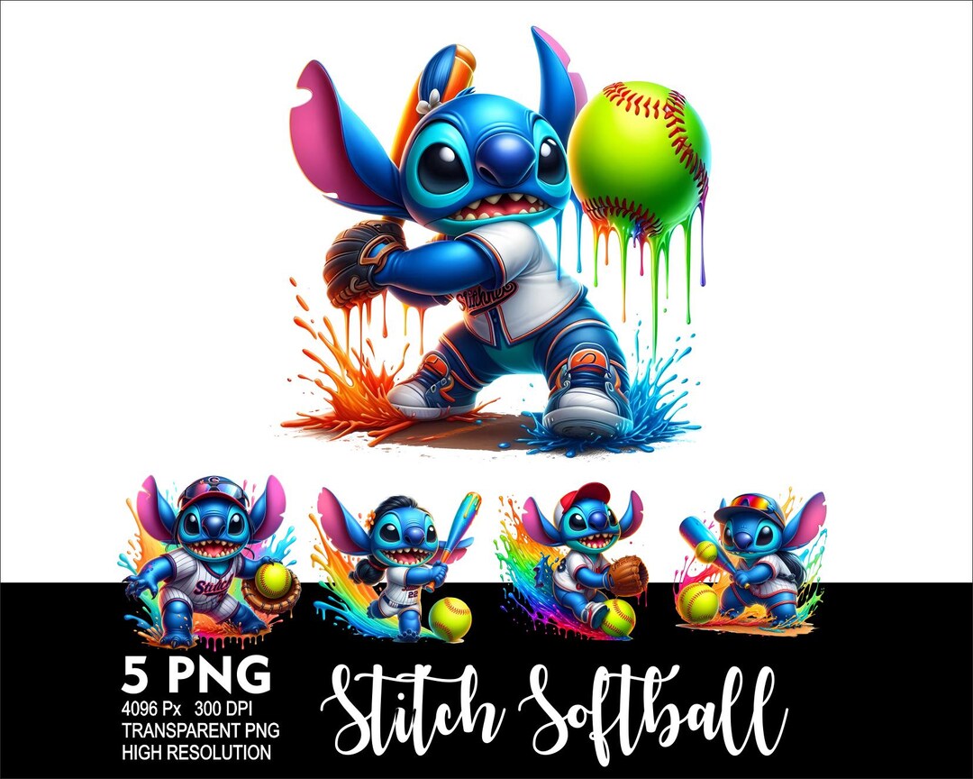 Stitch Softball 5 PNG Design for Sublimation Png 300DPI High Resolution ...