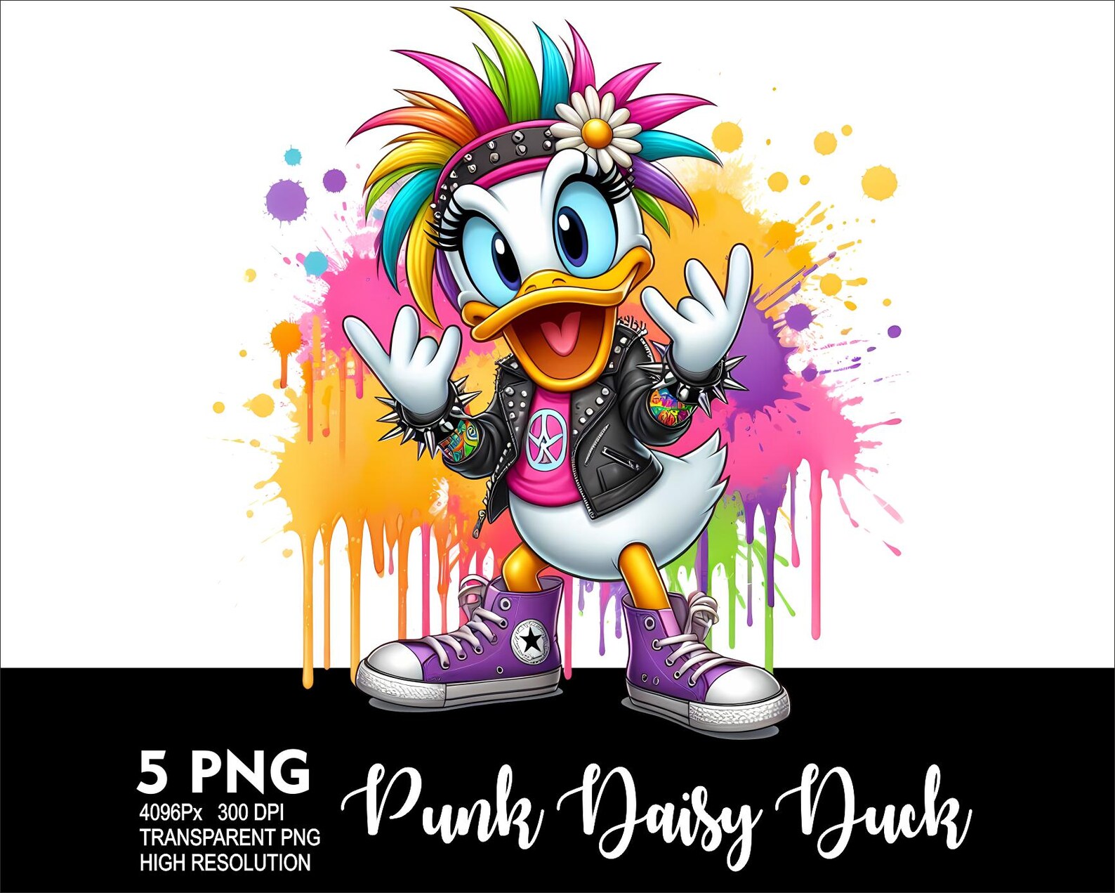 Punk Girl Duck 5 PNG Daisy Girl Design for Sublimation Png 300DPI High ...
