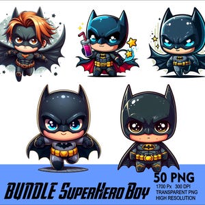 50 BUNDLE Superhero Boy Clipart PNG Mouse Design for Sublimation Png ...