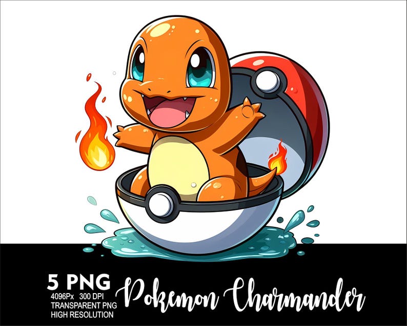 Cartoon Charmander 5 PNG Baby Charmander Design for Sublimation Png ...