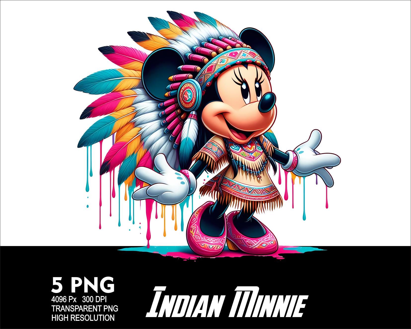 Native American Indian Minnie 5 PNG Design for Sublimation Png 300DPI ...
