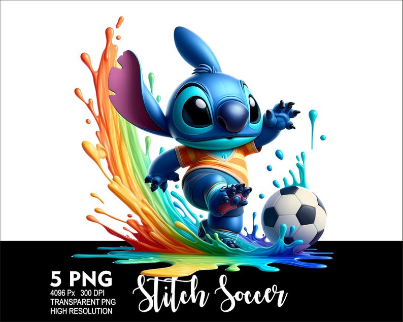 Stitch Soccer 5 PNG Design for Sublimation Png 300DPI High Resolution ...