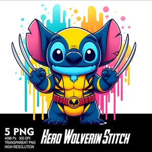 Stitch Hero Wolverin Boy 5 PNG Design for Sublimation Png 300DPI High ...